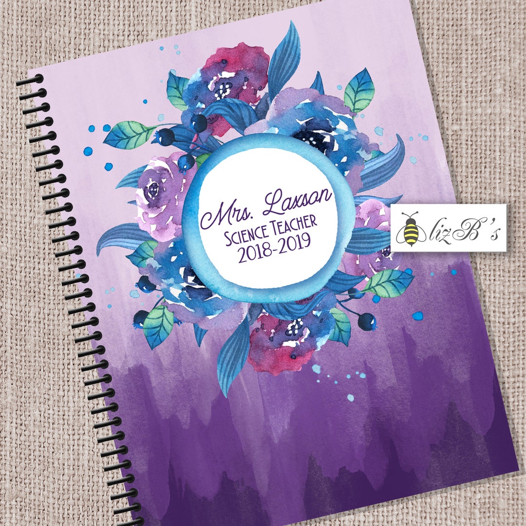 Purple Ombre Floral Teacher Planner// Purple Blue Teal Teacher Planner ...