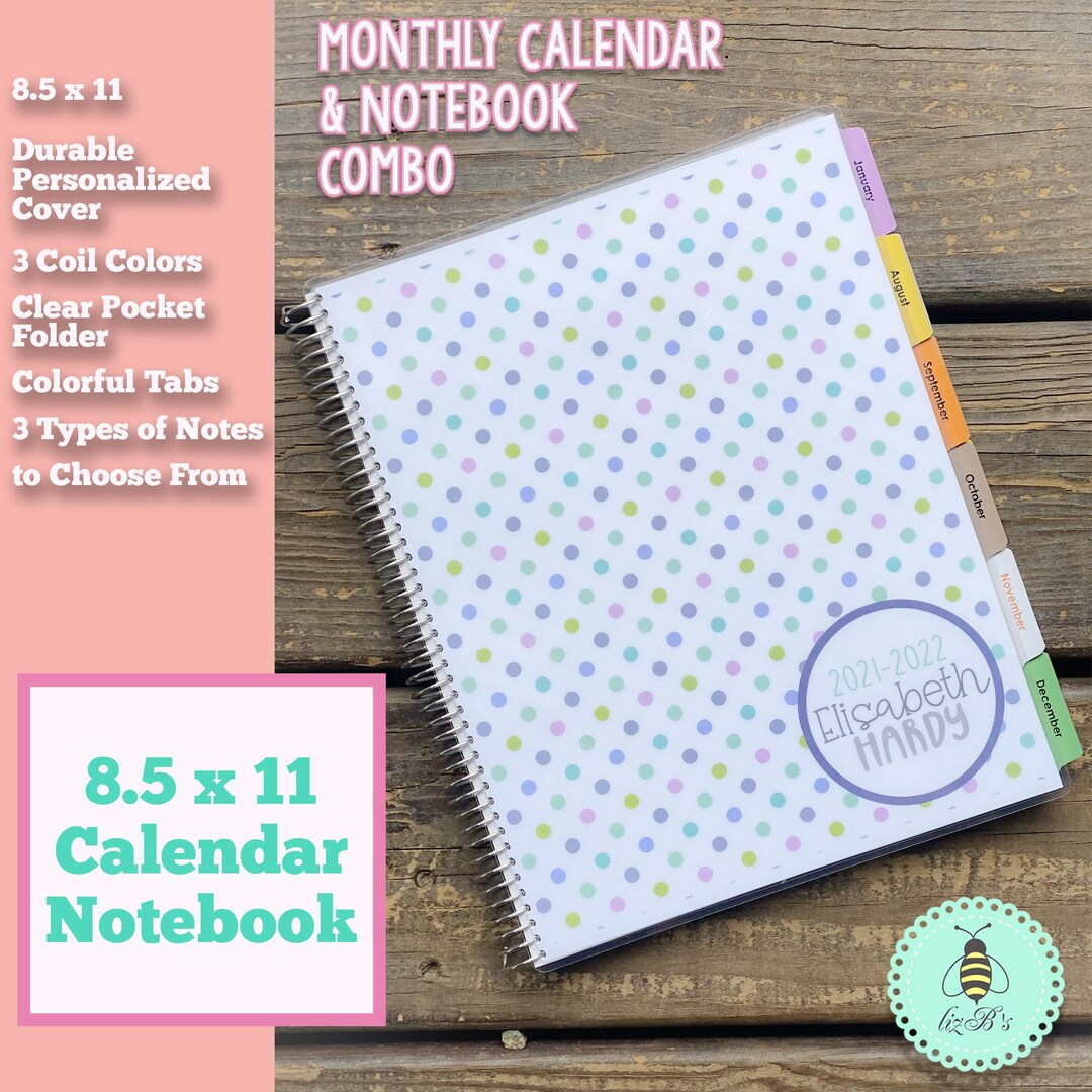 2025 Monthly Calendar & Notebook in Simple Polka Dot | Calendar ...