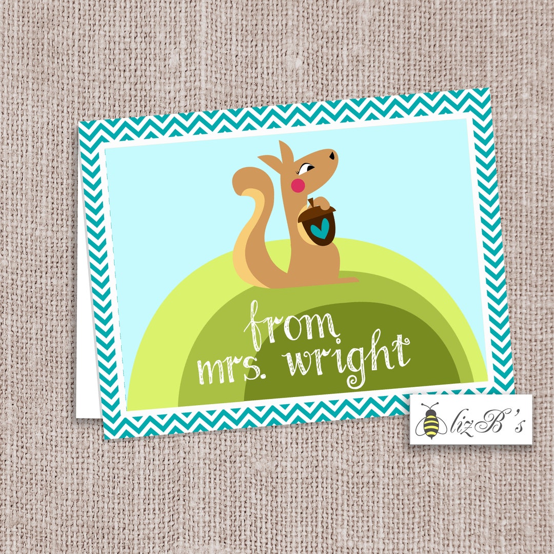 Squirrel Note Cards// Personalized Note Cards// Personalized Thank You ...