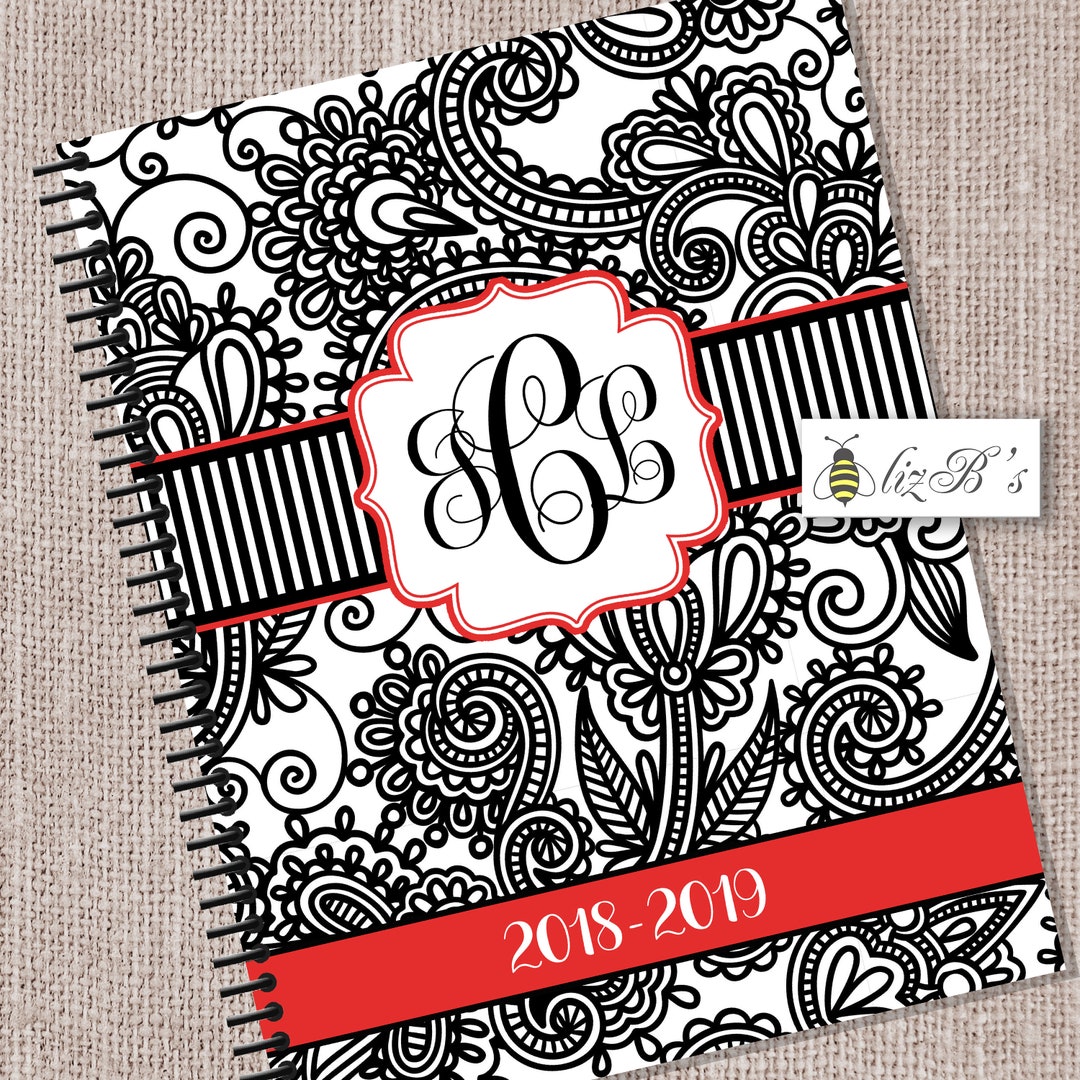 Black and Red Paisley Teacher Planner// Red Teacher Planner ...