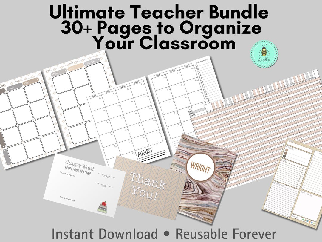 Teacher Planner Printable Bundle • Digital Lesson Plan & Gradebook ...
