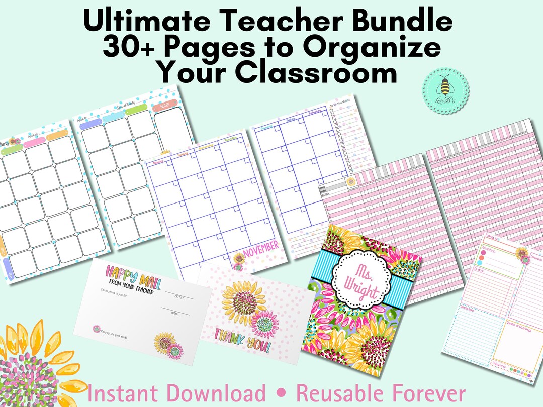 Teacher Planner Printable Bundle, Teacher Binder Pages PDF, Lesson ...