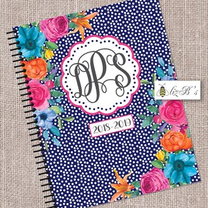 Fiesta Floral Teacher Planner// Navy and Hot Pink Teacher Planner ...