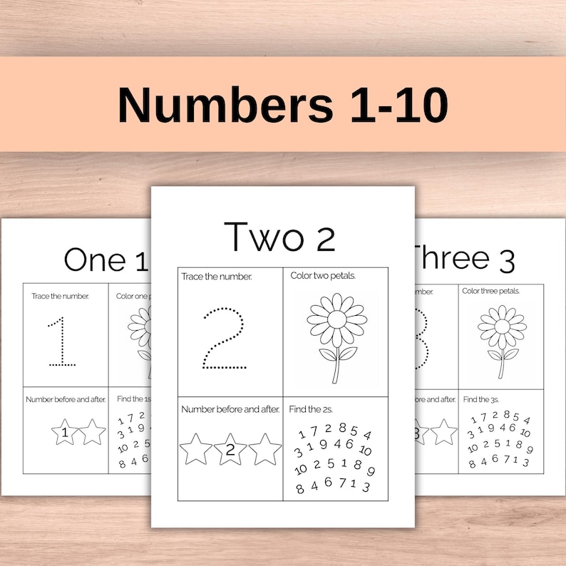Number Tracing Worksheets 1-10, Preschool Math Activity Book, 4-in-1 ...