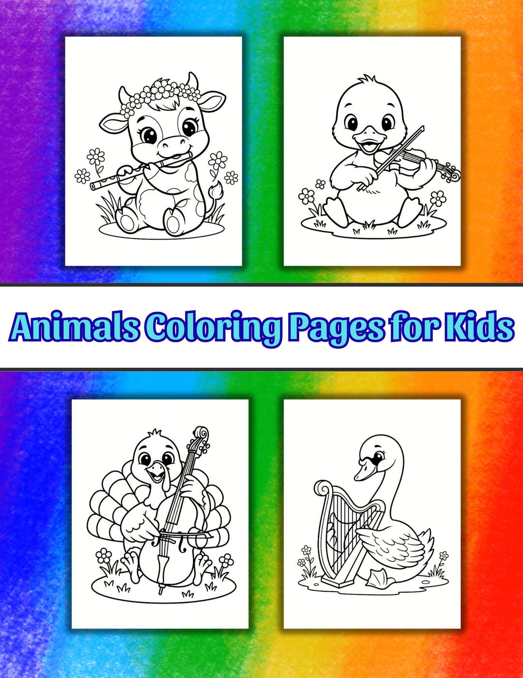 Animal Coloring Pages – Fun Musical Animals for Toddlers & Preschoolers ...