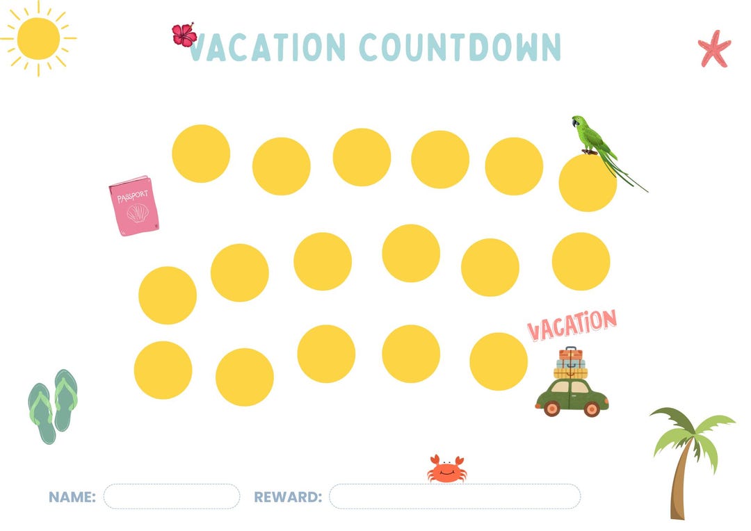 Vacation Countdown Chart for Kids Printable | Holiday Countdown ...