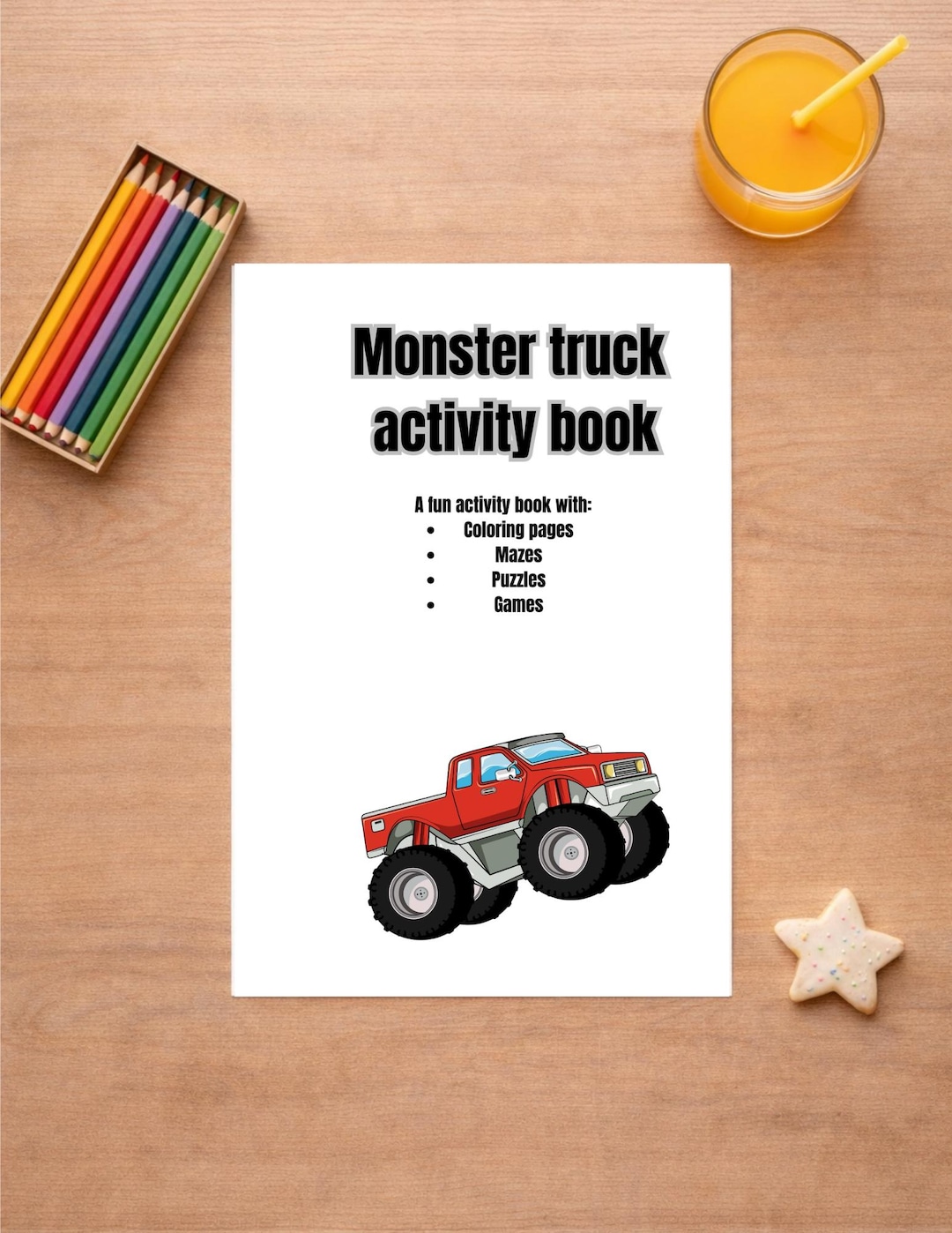 Monster Truck Activity Book for Kids Ages 5-8 | Fun Coloring, Mazes ...