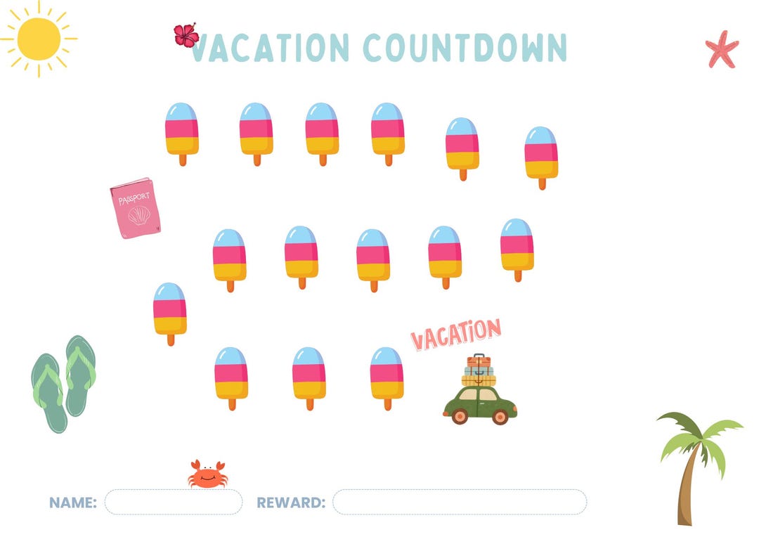 Vacation Countdown Chart for Kids Printable | Holiday Countdown ...