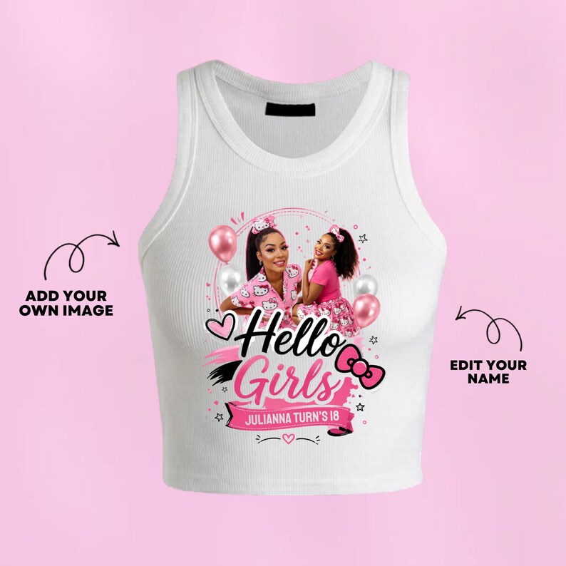 Hello Girls Birthday Sticker , Editable Canva Template, Sticker for ...