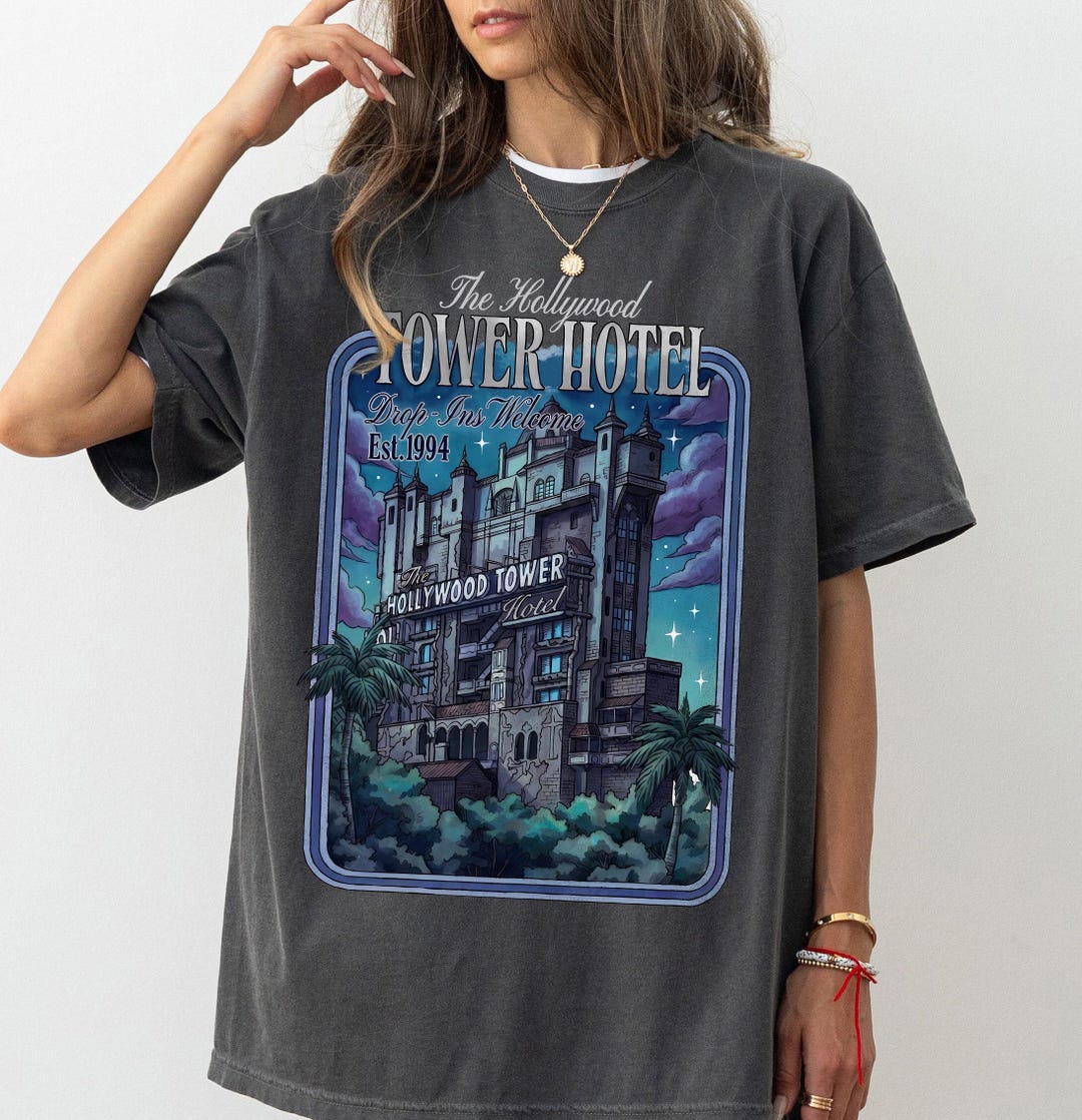 Retro Hollywood Tower Hotel Shirt, Tower of Terror Comfort Colors Tee ...