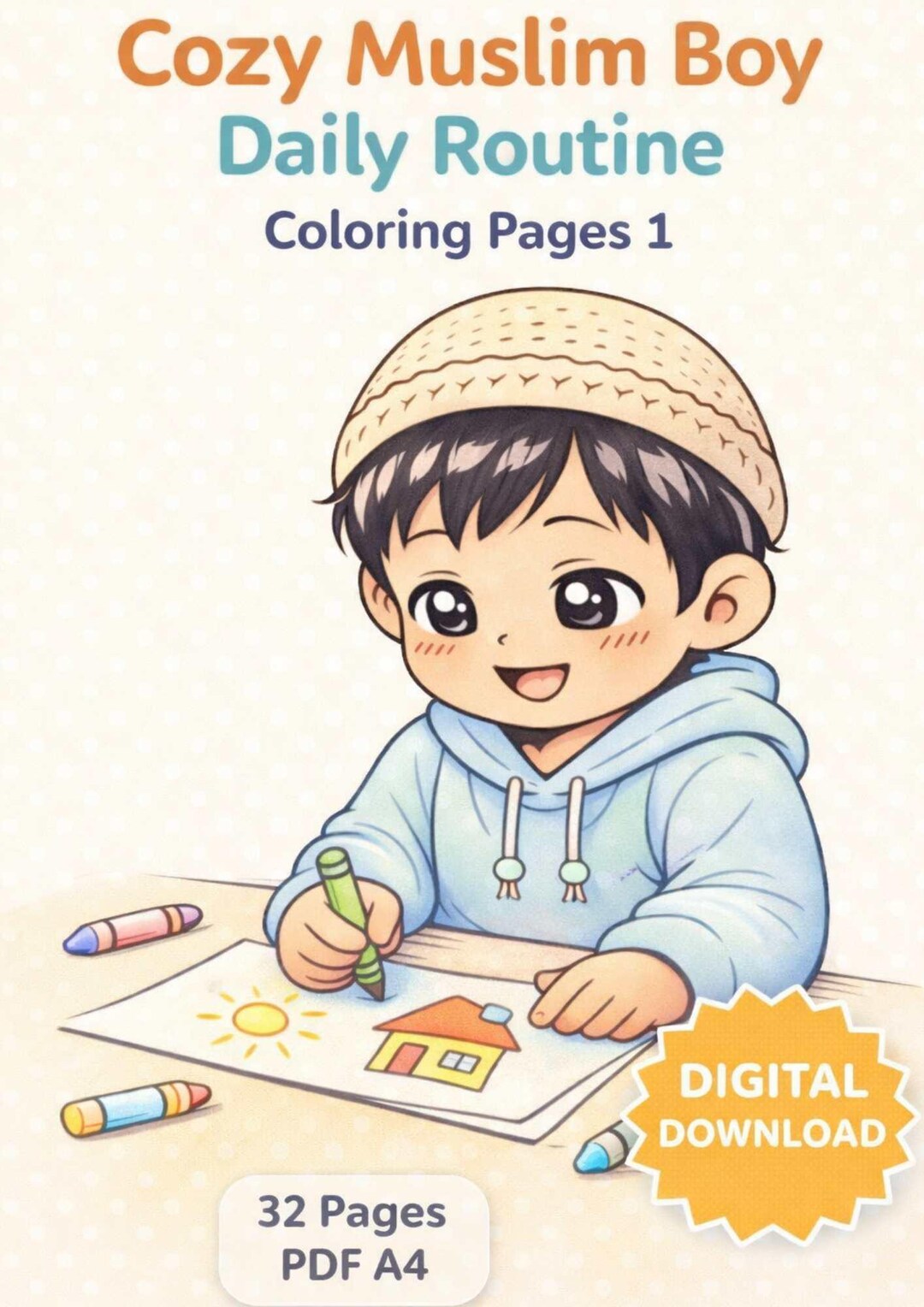 Muslim Boy Daily Routine Coloring Book | Islamic Kids Activities (32 ...