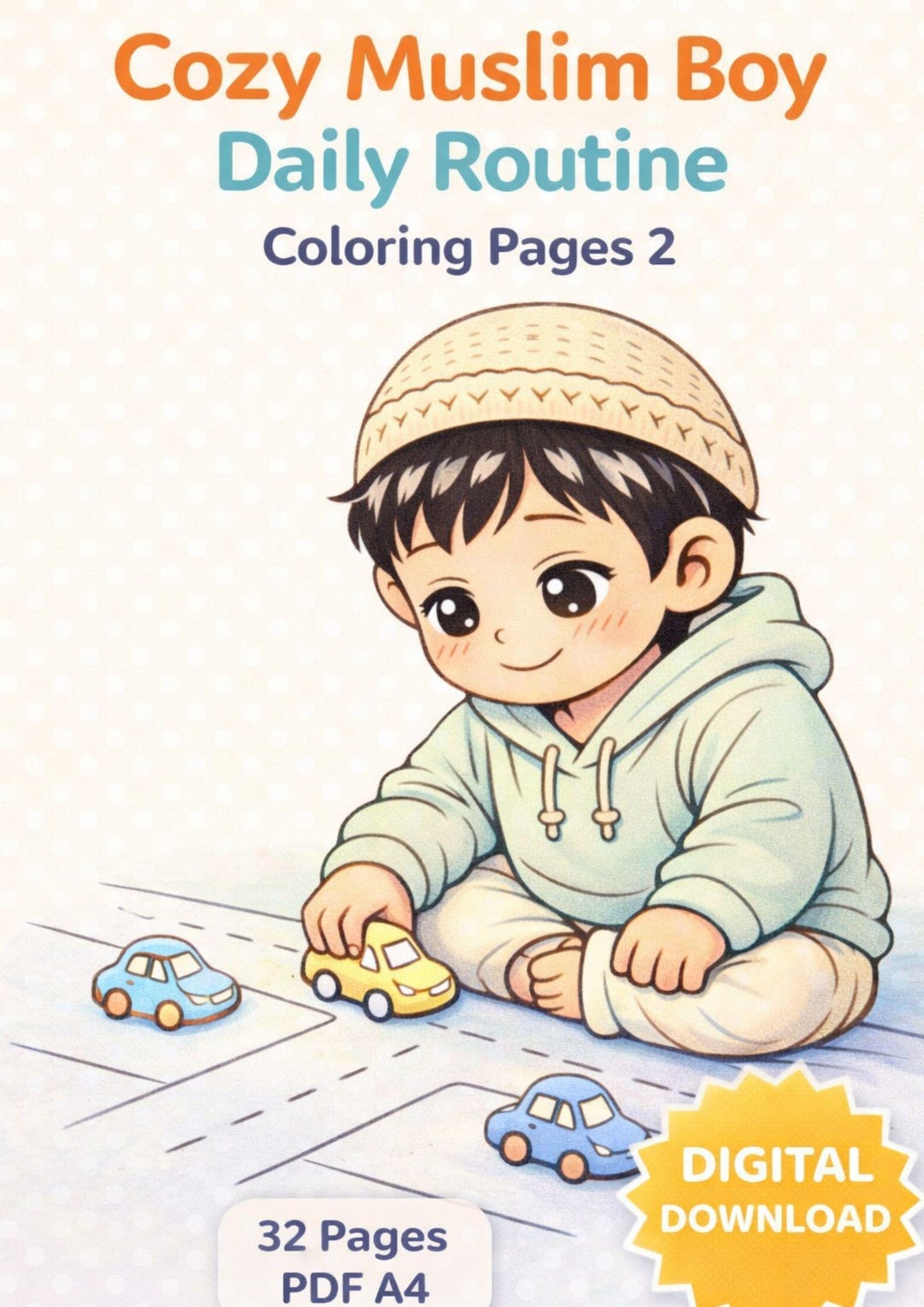 Cozy Muslim Boy Daily Routine Coloring Pages 2 | Islamic Kids Coloring ...