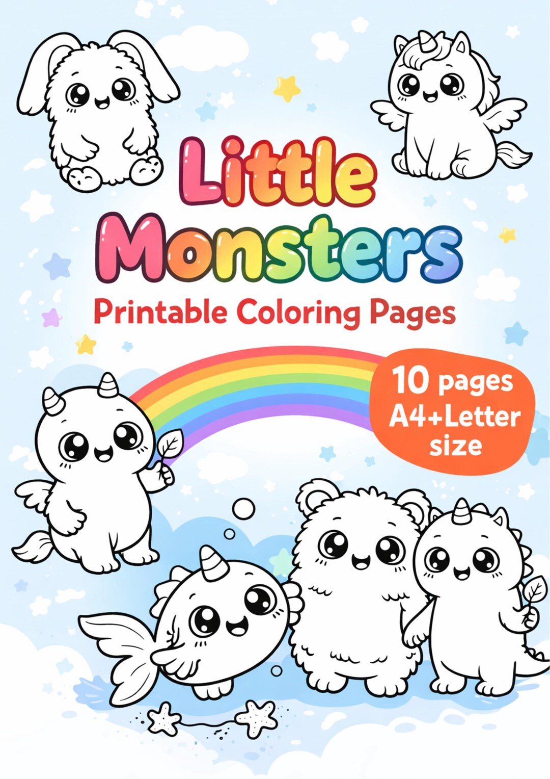 Little Monsters Coloring Pages for Kids | Cute Monster Printable | 10 ...