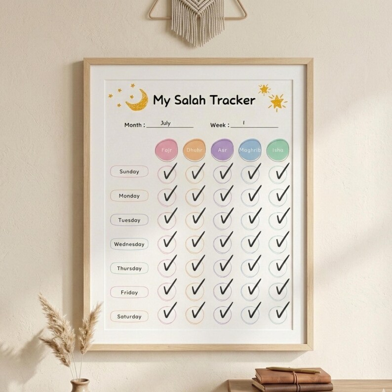 Kids Salah Tracker, Muslim Prayer Chart, Islamic Log (digital Download ...