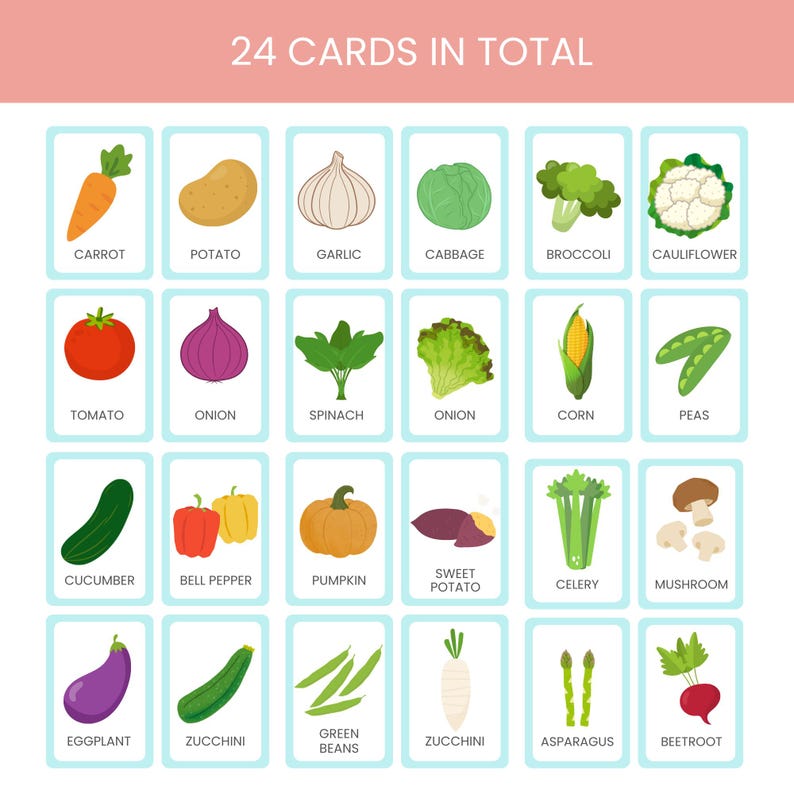 Vegetable Flashcards for Toddlers | Montessori Homeschool (PDF & PNG ...