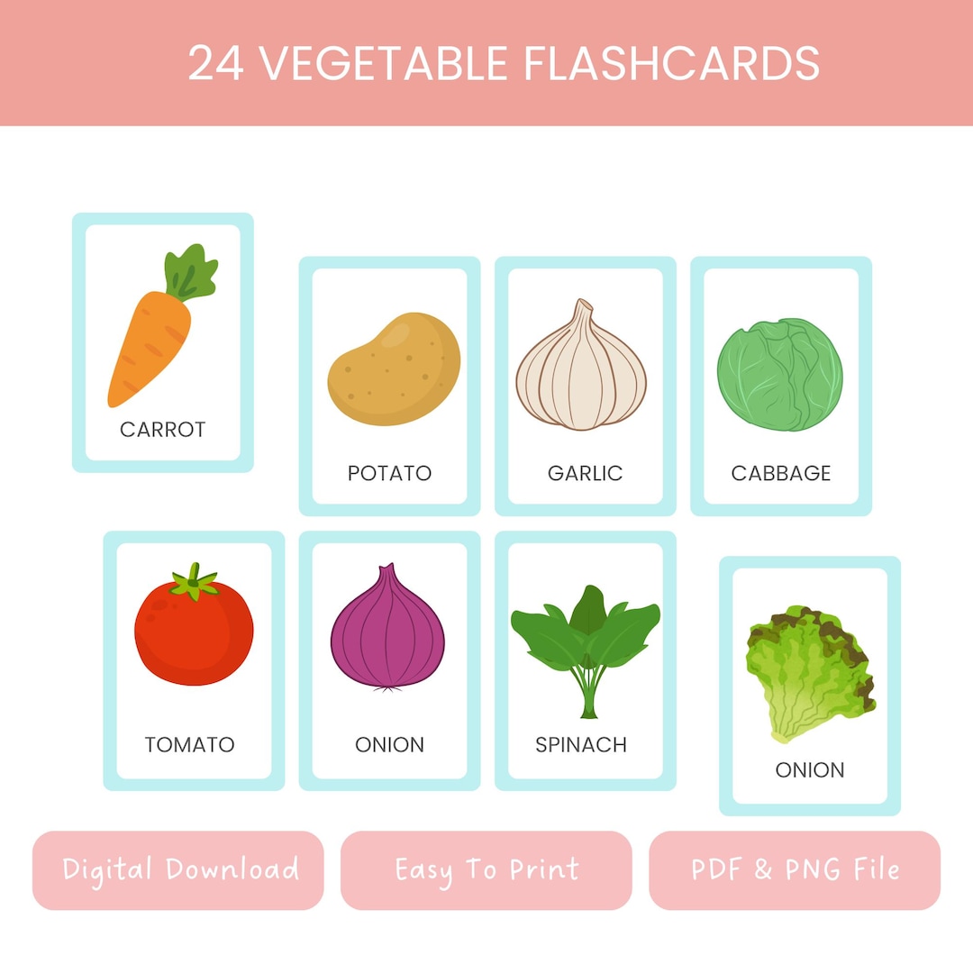 Vegetable Flashcards for Toddlers | Montessori Homeschool (PDF & PNG ...