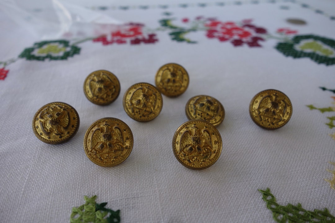 Lot of 8 Brass Military Buttons Half Shank Classic Eagle With Anchor ...