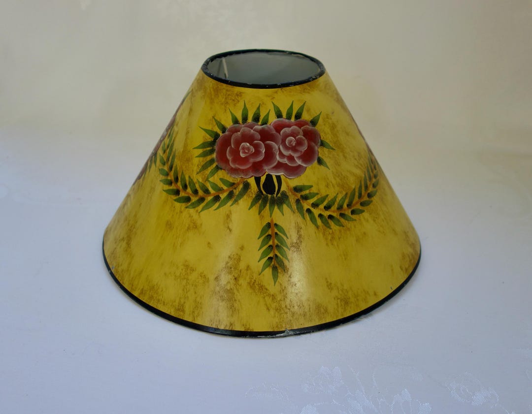 Hand Painted Tole Lamp Shade: Floral & Grape Design - Etsy