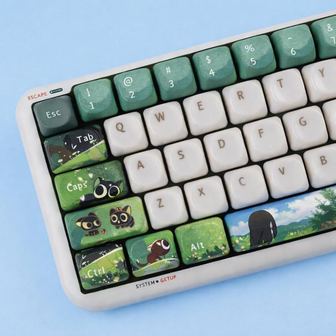 Luo Xiaohei Mechanical Keyboard Keycaps Set MOA Profile, Cute Nature ...
