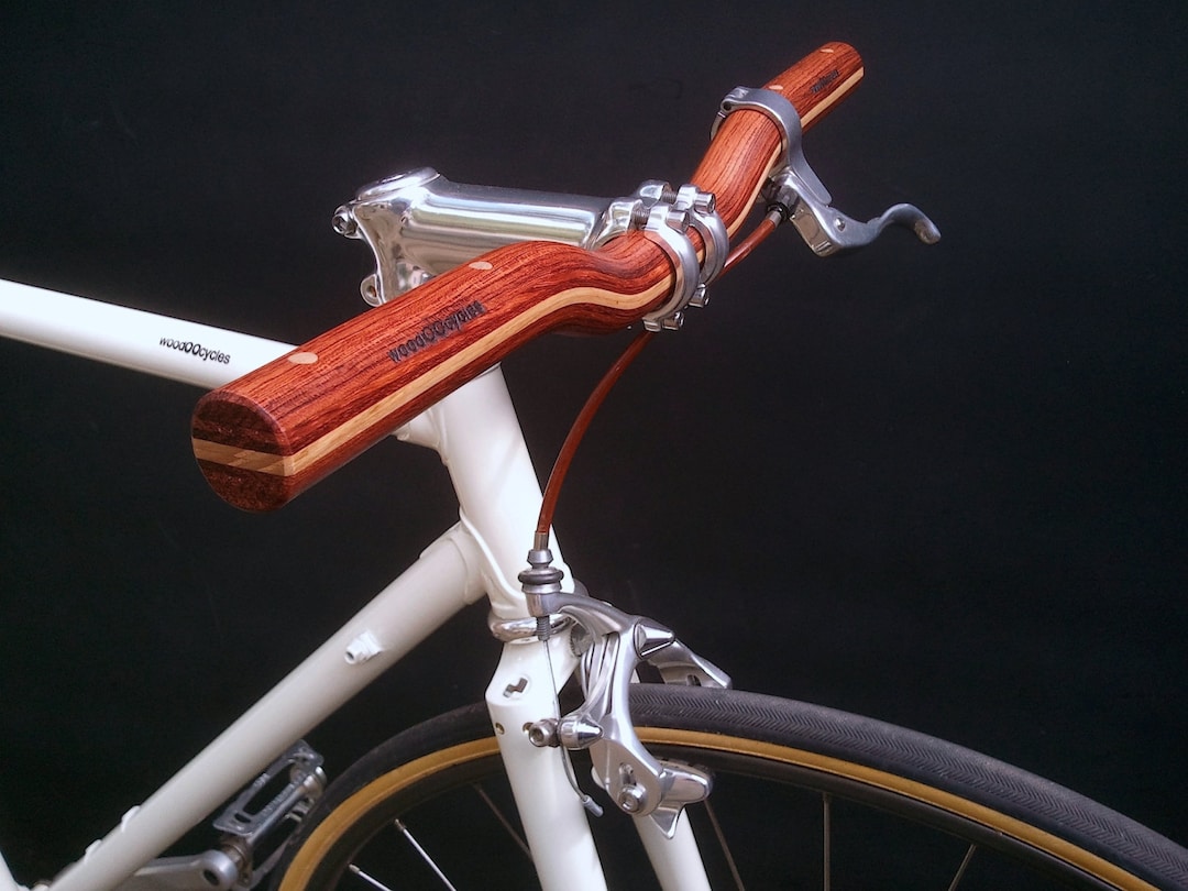 Bubinga and Maple Wood Riser Bicycle Handlebar - Wooden Bicycle ...