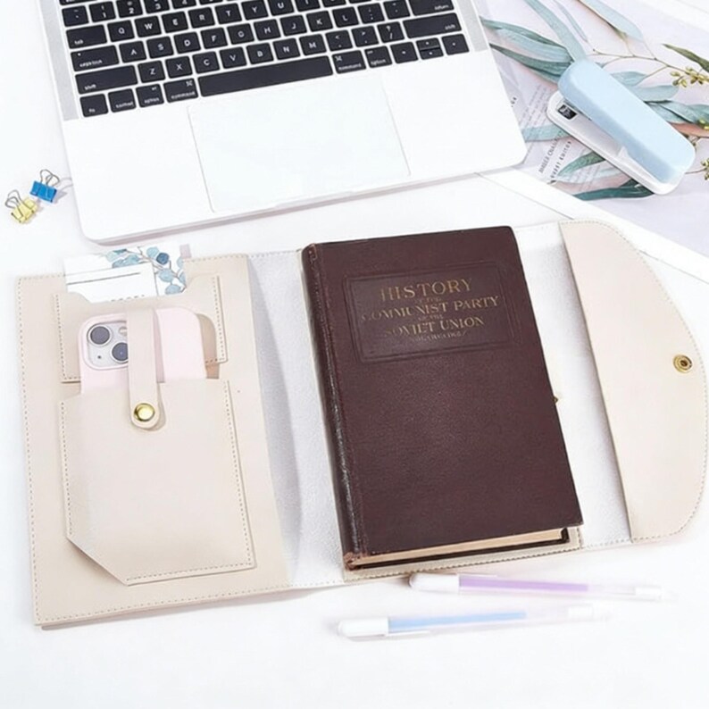Personalized A5 Vegan Leather Notebook Cover, Trifold Planner Organizer ...
