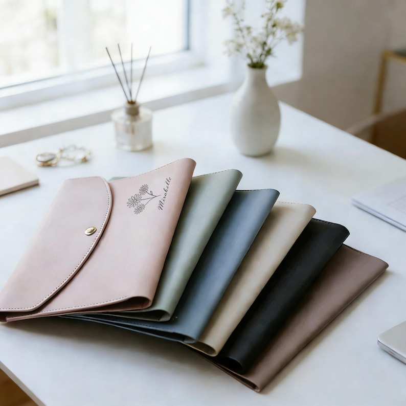 Personalized A5 Vegan Leather Notebook Cover, Trifold Planner Organizer ...