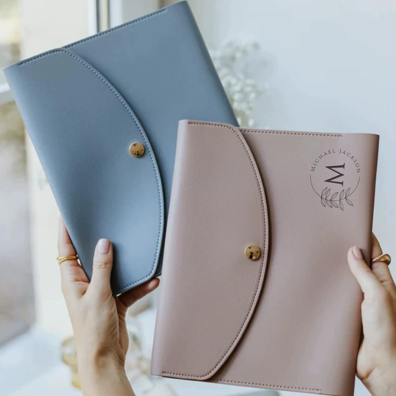 Personalized A5 Vegan Leather Notebook Cover, Trifold Planner Organizer ...