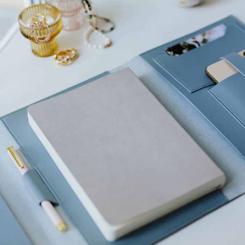 Personalized A5 Vegan Leather Notebook Cover, Trifold Planner Organizer ...