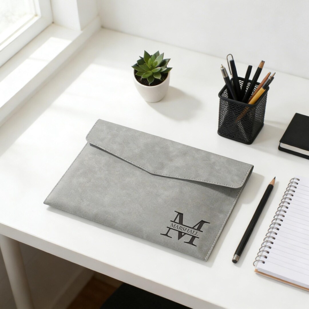 A4 Leather Portfolio Folder, Personalized Document Holder for Office ...