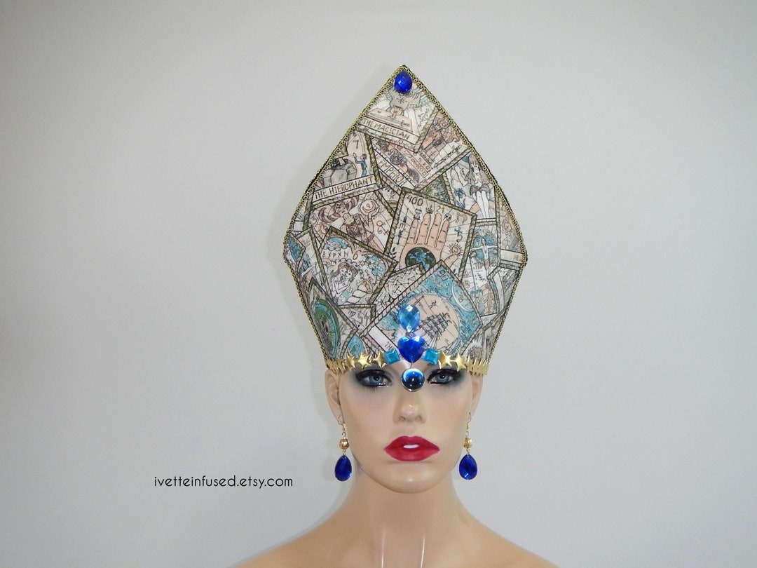 TAROT MOON Crown/mitre Headpiece and Earring Set #handmade #halloween # ...