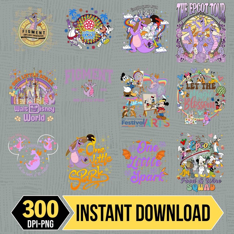 Epcot Festival of the Arts Figment Inspired PNG Bundle, One Little ...