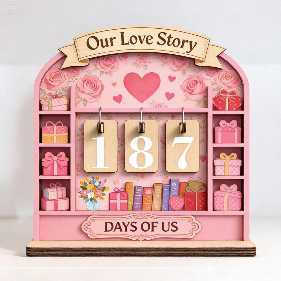 Custom Wooden Book Tracker Days Together Reading Counter Valentine Day ...