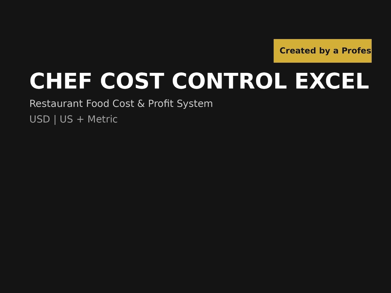 Chef Cost Control Excel | Restaurant Food Cost Calculator | Menu ...