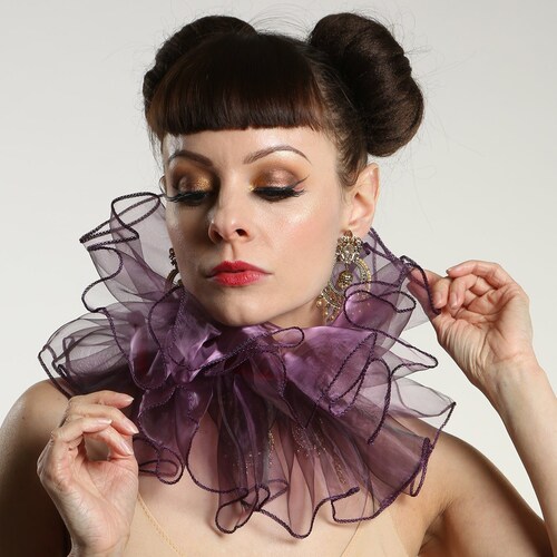 Purple Circus Clown Neck Ruff Costume in Organza Womans and - Etsy