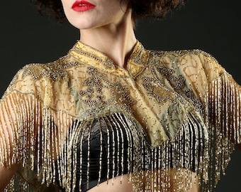 Black and Gold Sequin Cape | Etsy UK