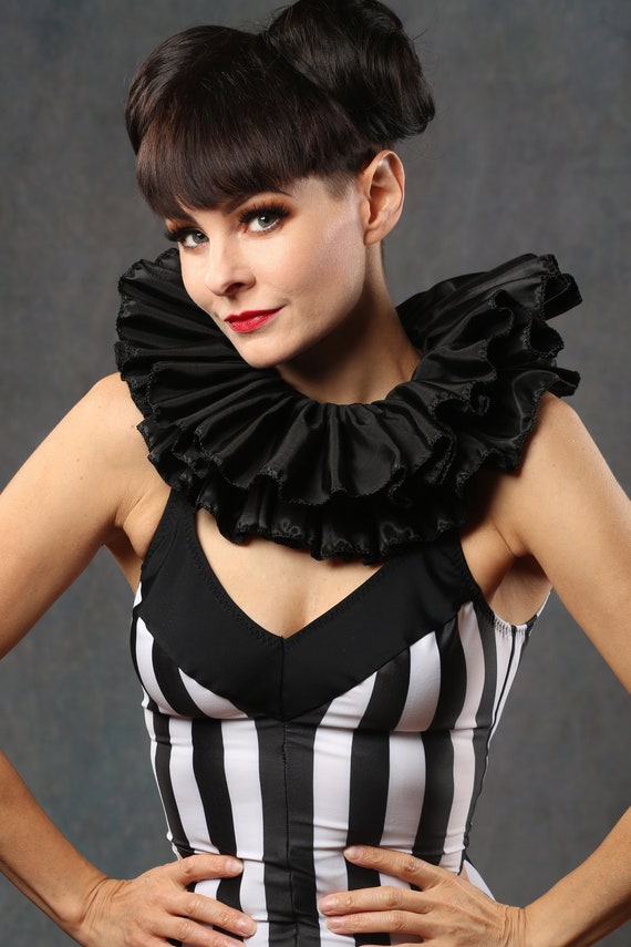 Neck Ruffle Circus Costume in Black Satin Organza Ruffle - Etsy