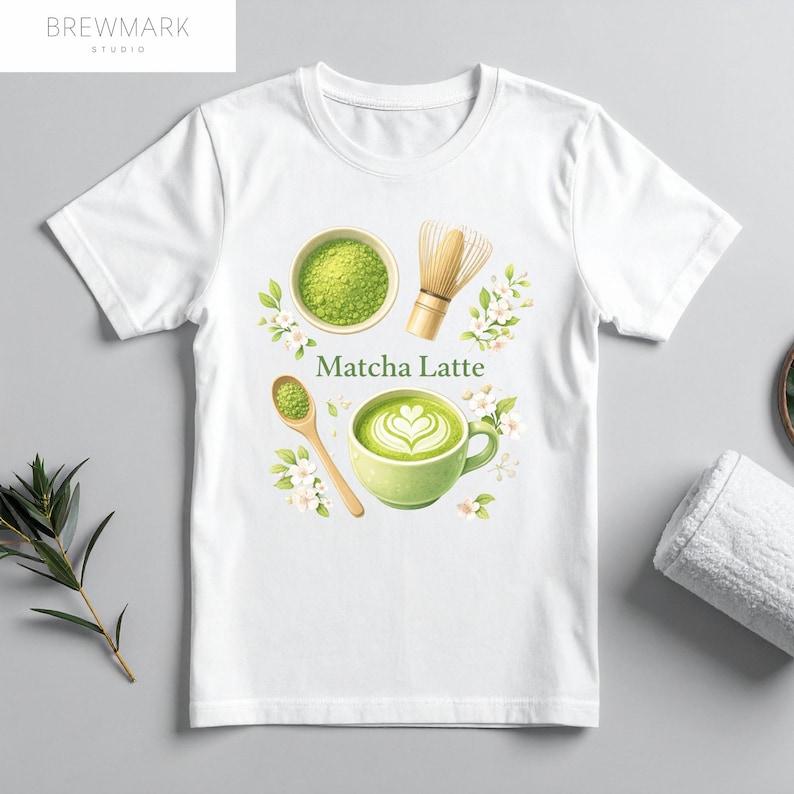 Matcha Latte PNG Bundle, Floral Clipart, Green Tea Illustration ...