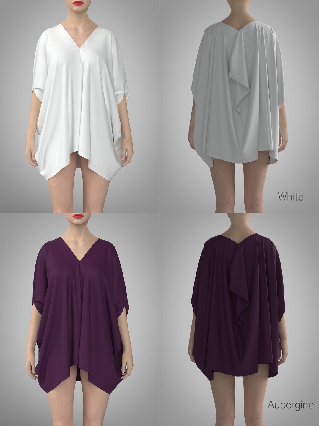 Draped Tunic Batwing Top, Extravagant Loose Top Women, Dolman Sleeve ...