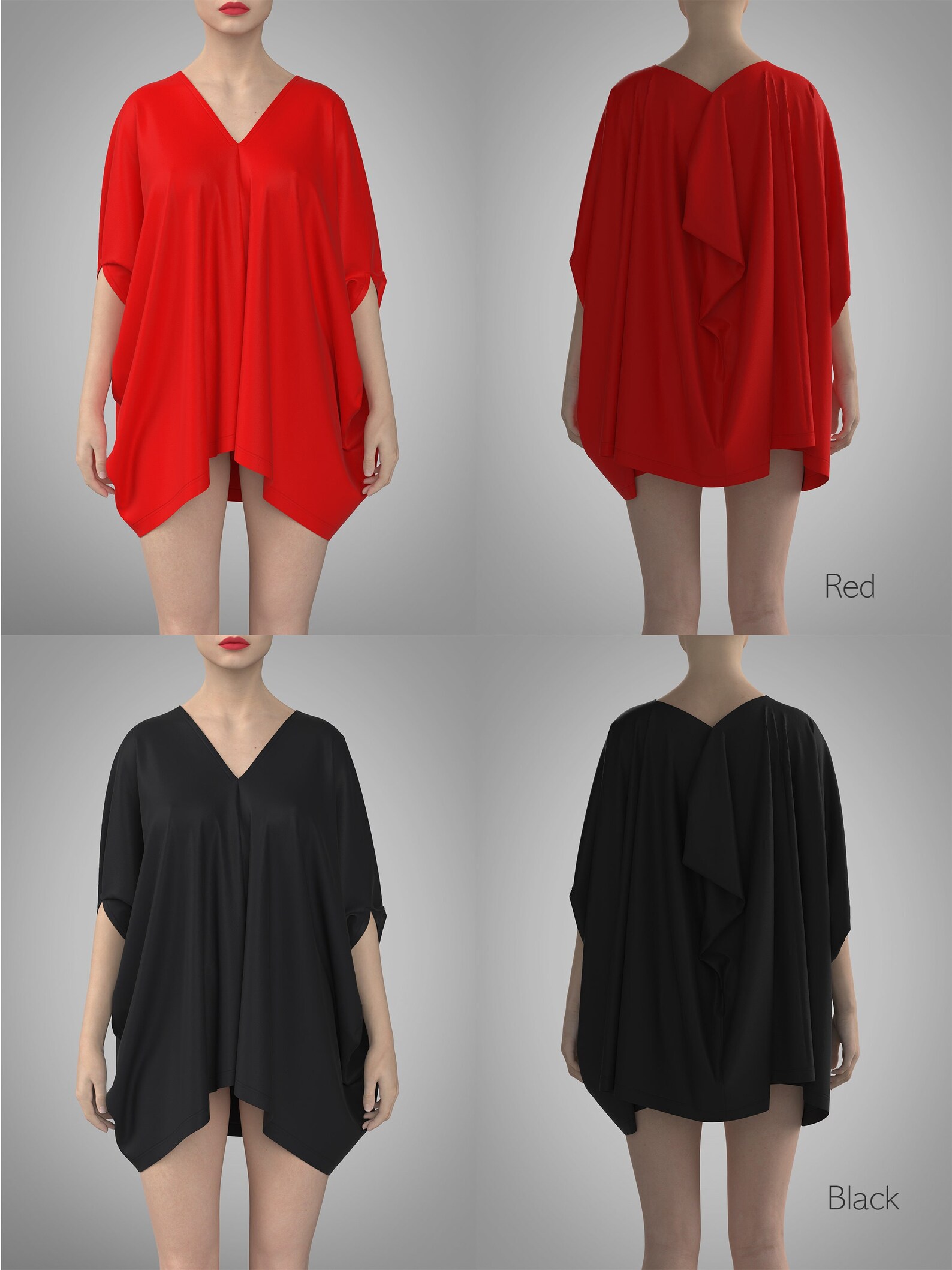 Draped Tunic Batwing Top, Extravagant Loose Top Women, Dolman Sleeve ...