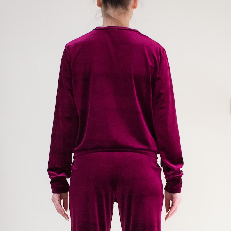 VELVET LOUNGE women top plush velvet sweater velour | Etsy