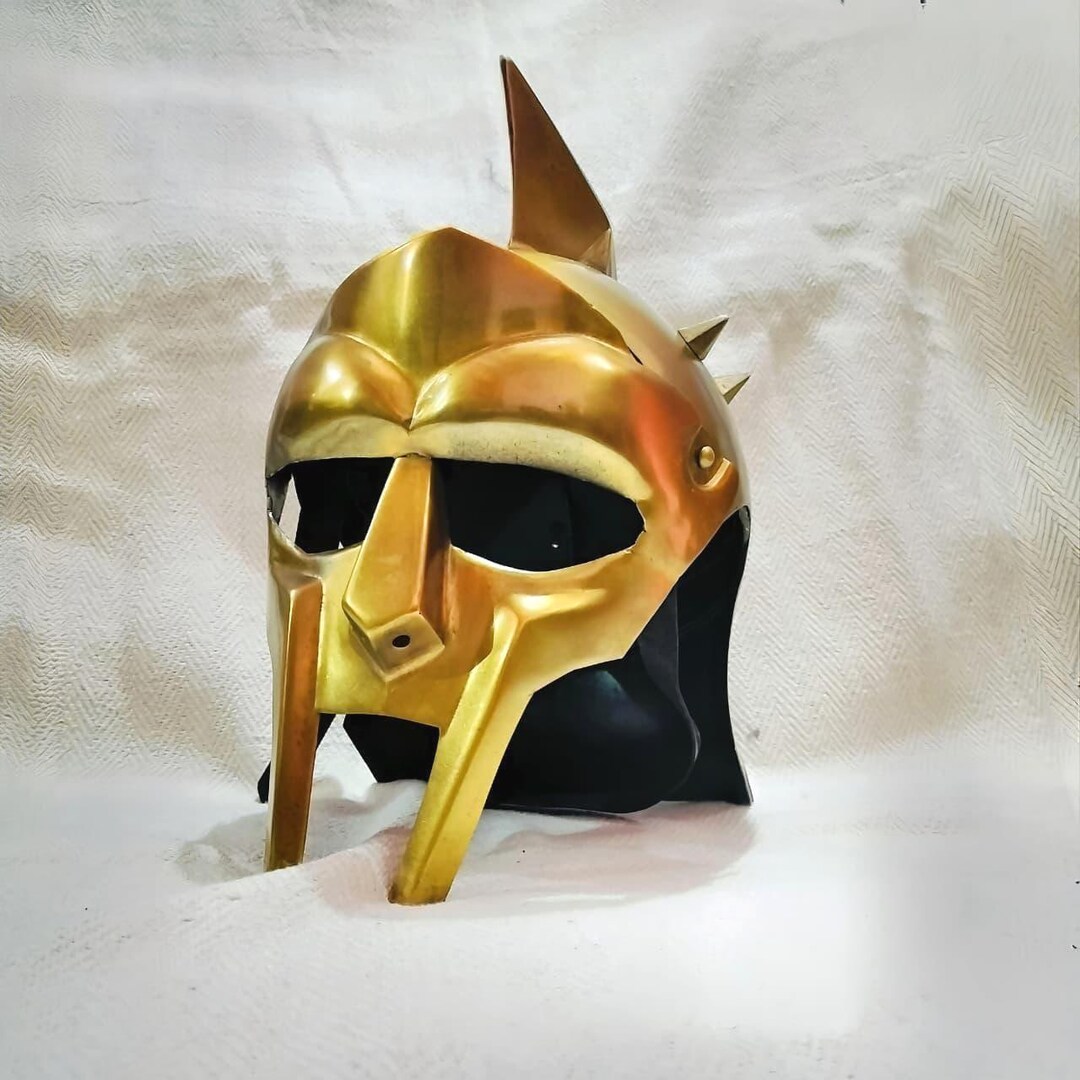 Spiked Gladiator Helmet: Antique Brass Finish, Cosplay Prop Wearable ...