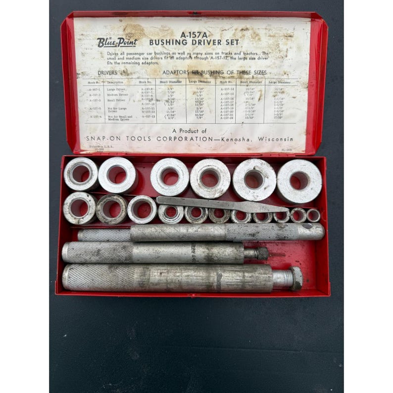 Vintage Snap on Blue Point A-157A Bushing Driver Set Original Case-100 ...