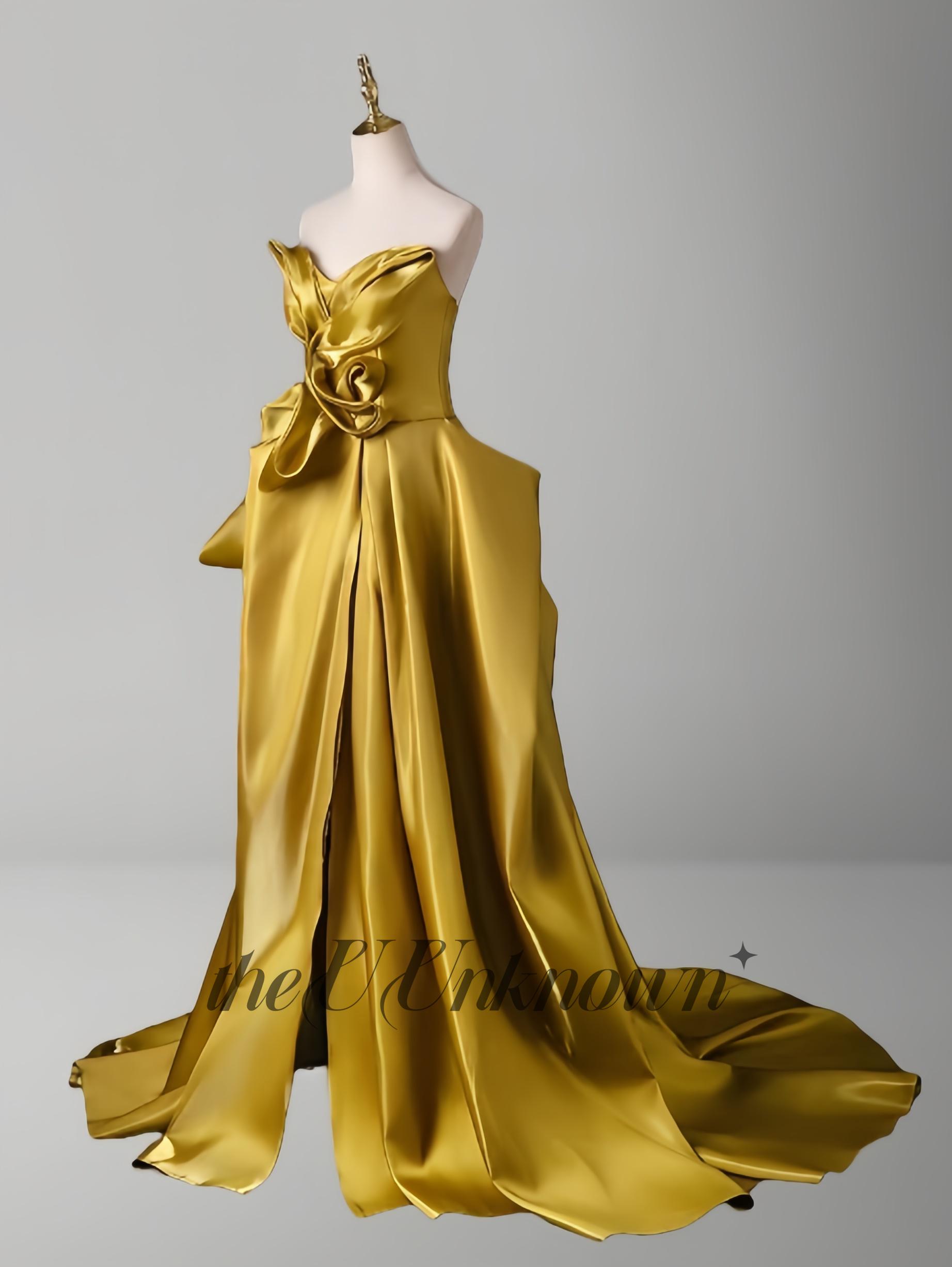 Handmade Golden Prom Gown, Elegant Party Dress - Etsy