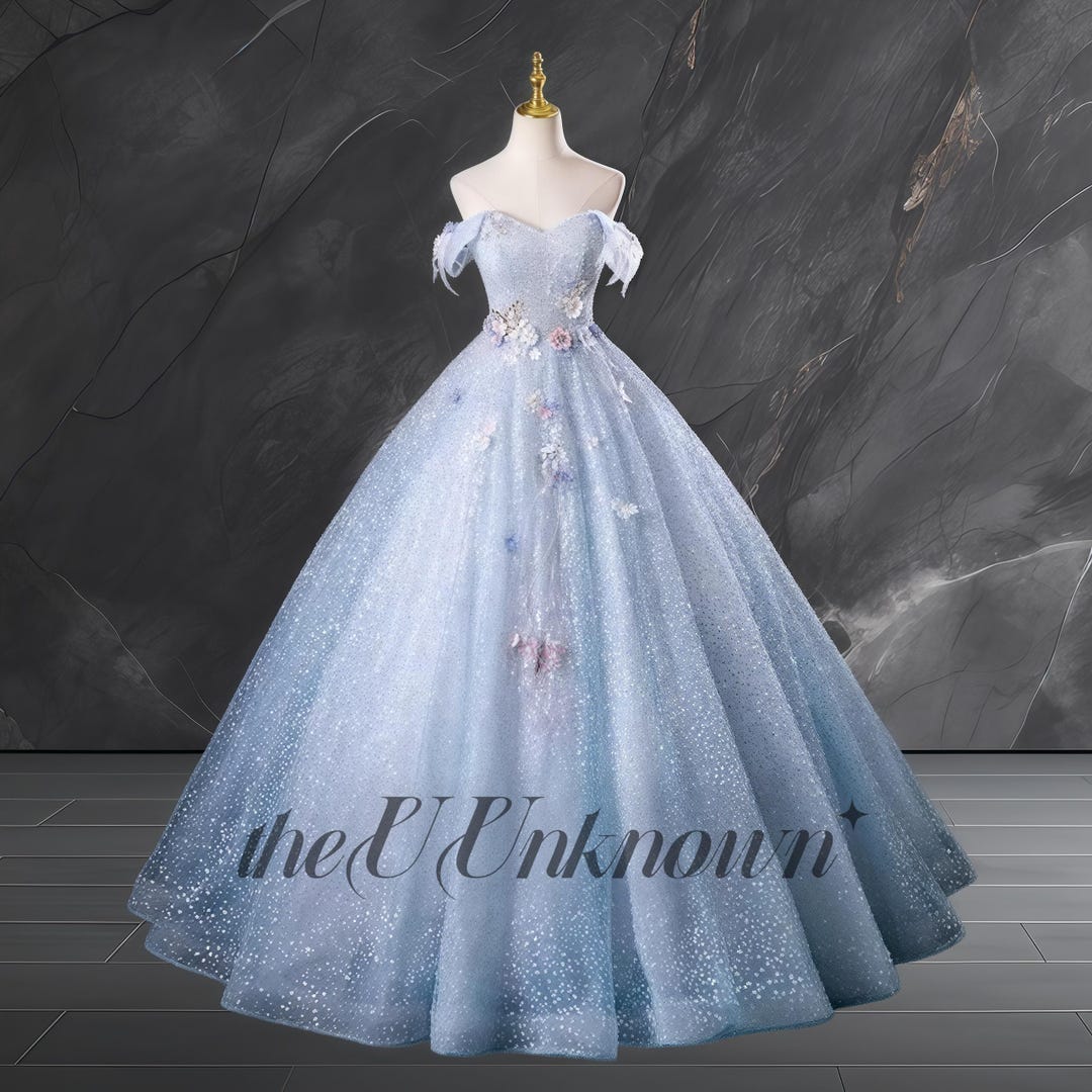 Shining Gown, Blue Gown, Princess Gown, Flower Dress, Sweet Sixteen ...