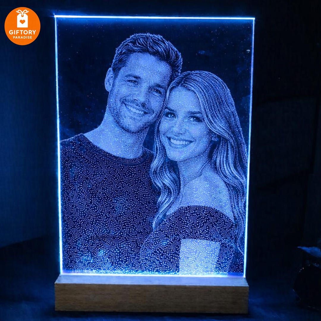 Personalized Photo LED Lamp | Engraved Portrait Night Light - Etsy