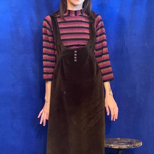 Green Velvet Corduroy Pinafore With Adjustable Suspenders [arkansas ...