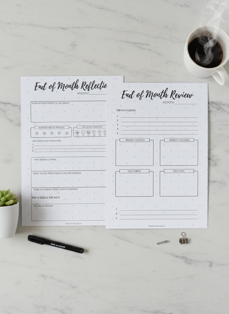 Monthly Reflection Printable, End of Month Review, Goal Setting (canva ...
