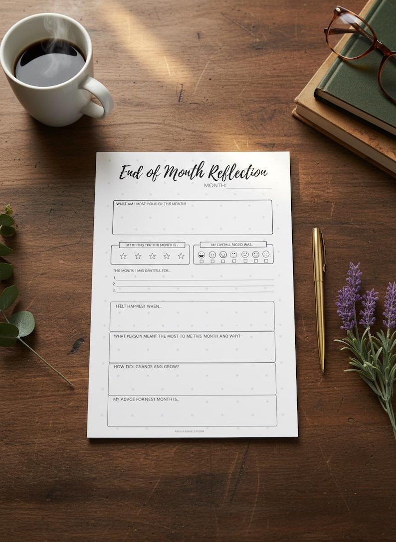Monthly Reflection Printable, End of Month Review, Goal Setting (canva ...