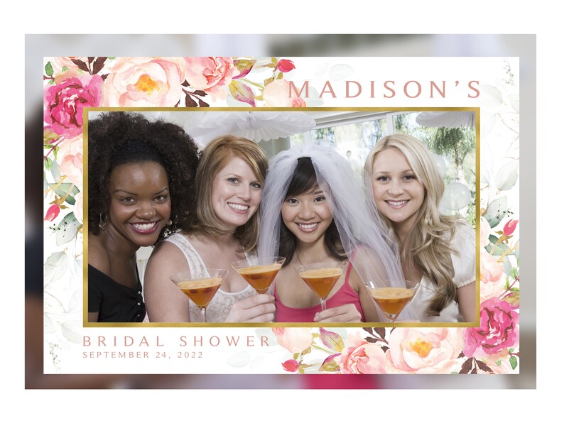 Pink Floral Bridal Shower Photo Booth Frame Photo Frame and - Etsy