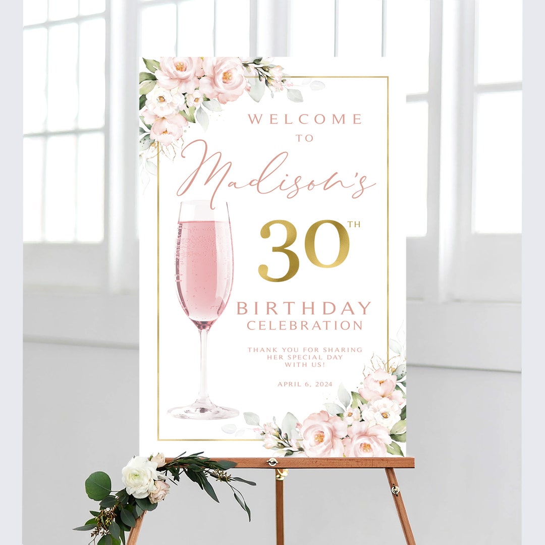 Pink Floral Birthday Welcome Sign and Bonus Printable | Digital ...
